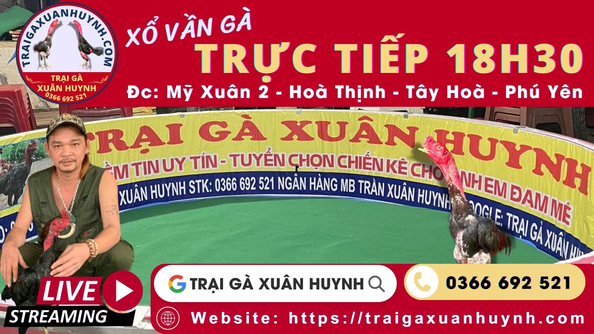 Trại Gà Xuân Huynh - Phú Yên Xổ Gà Trực Tiếp Server 1 18h30 Hàng Ngày